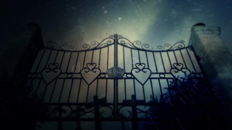 Spooky Cemetery Gates Under a Lightning Storm with Graves Stock Footage ...