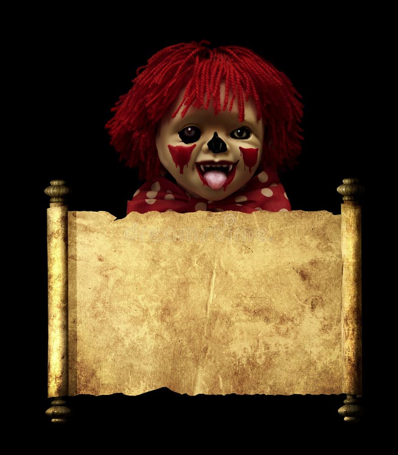 Spooky Clown and Vintage Scroll Stock Illustration - Illustration of ...