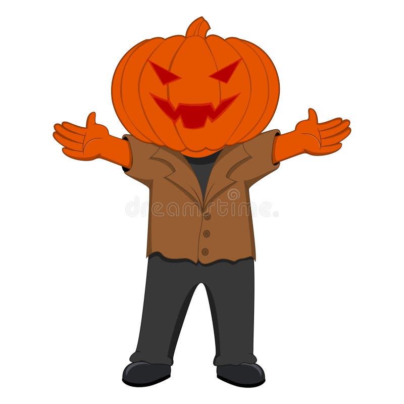 Spooky Cute Mr. Pumpkin Cartoon Stock Vector - Illustration of male ...