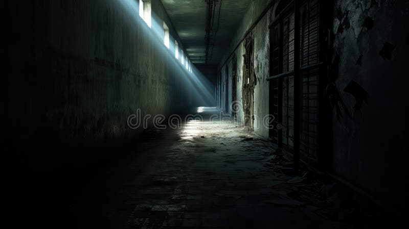 Spooky dark corridor stock illustration. Illustration of unsettling ...