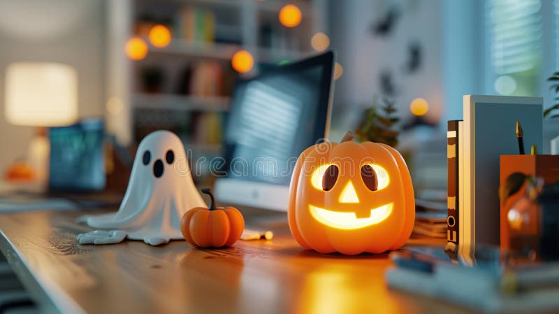 Spooky Desk Decor stock illustration. Illustration of home - 333679120