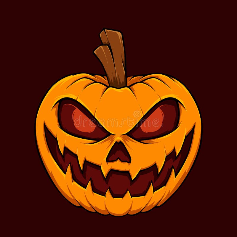 Spooky Evil Grin Pumpkin Face with Sharp Teeth Stock Vector ...