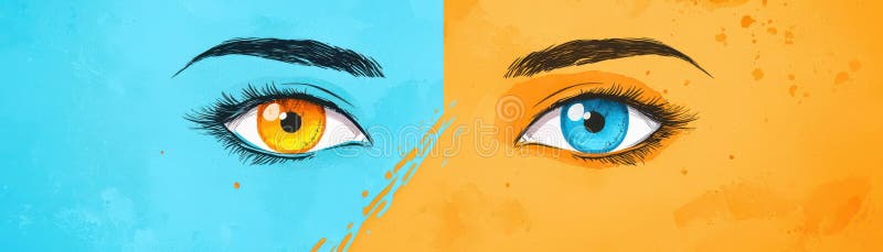 Spooky Eyes Flat Design Side View Halloween Theme Watercolor Split ...