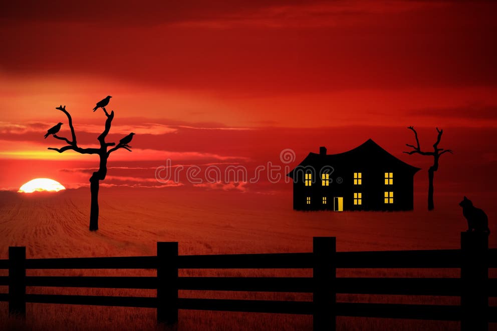 Spooky Farm House stock photo. Image of house, orange - 48995802