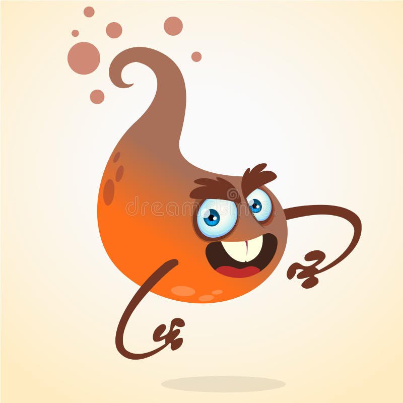 Spooky Flying Monster. Vector Cartoon Halloween Illustration of Orange ...