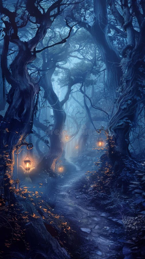 Spooky Forest Path Layout Background Stock Illustration - Illustration ...