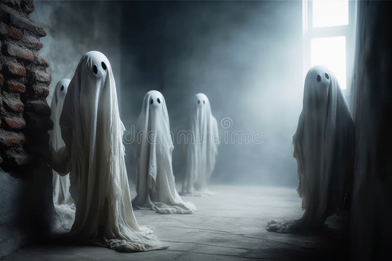 Spooky Ghost Creatures Coming Out of the Wall Created with Generative ...