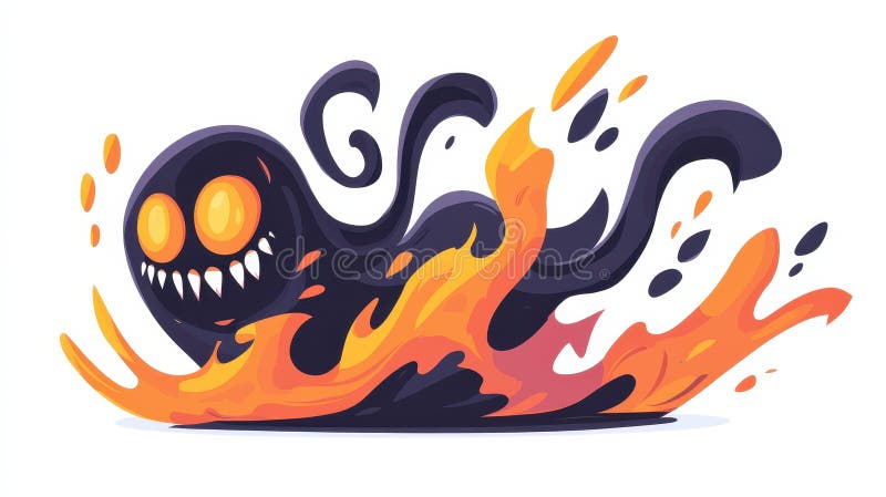 A Spooky Ghost Illustration with Fiery Eyes and Sharp Teeth, Capturing ...