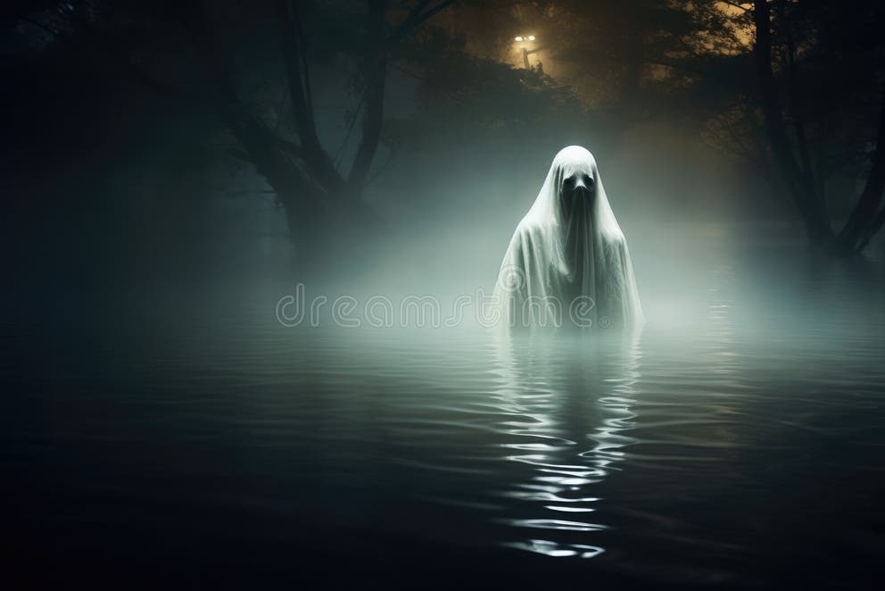 Spooky Ghost in Lake AI Generated Stock Illustration - Illustration of ...