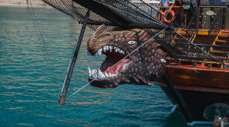 Spooky Ghost Pirate Ship in the Fog Stock Photo - Image of boat ...