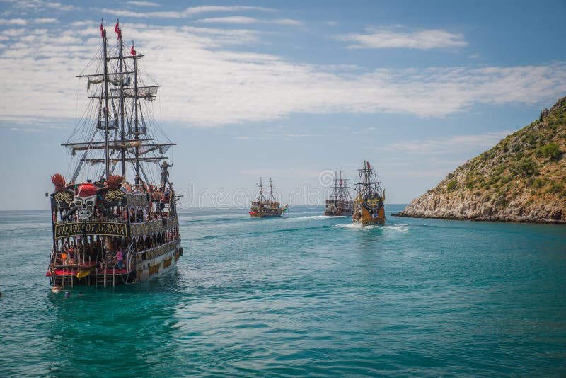 Spooky Ghost Pirate Ship in the Fog Editorial Stock Photo - Image of ...