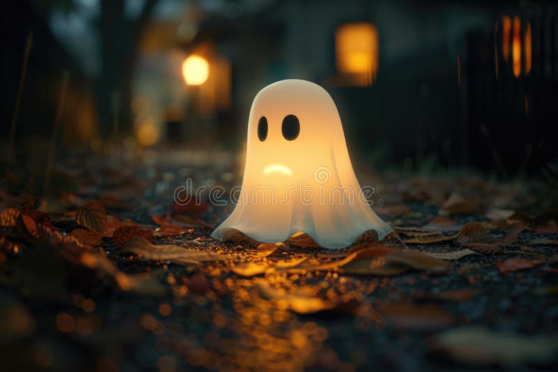 A Spooky Ghost Sitting in Front of a House, Perfect for Halloween ...