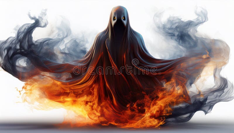 Spooky Ghost with Smoke and Fire Stock Illustration - Illustration of ...