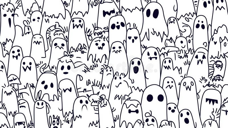 Spooky Ghostly Gathering stock illustration. Illustration of festive ...