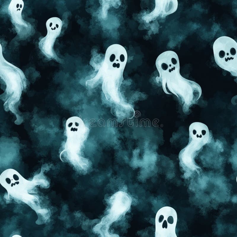 A Spooky Ghostly Mist Pattern with Transparent Spirits Drifting in a ...