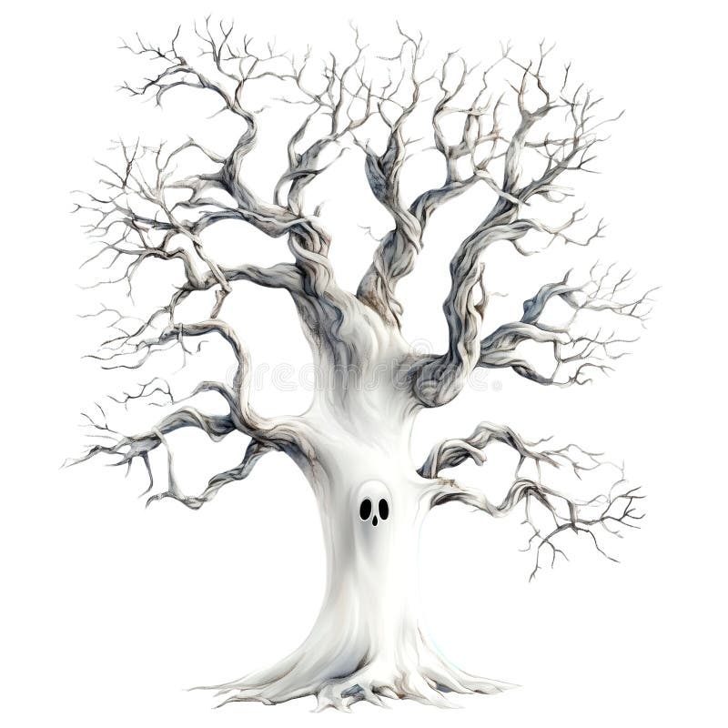 Spooky Ghostly Tree in White with Twisted Branches Stock Photo ...