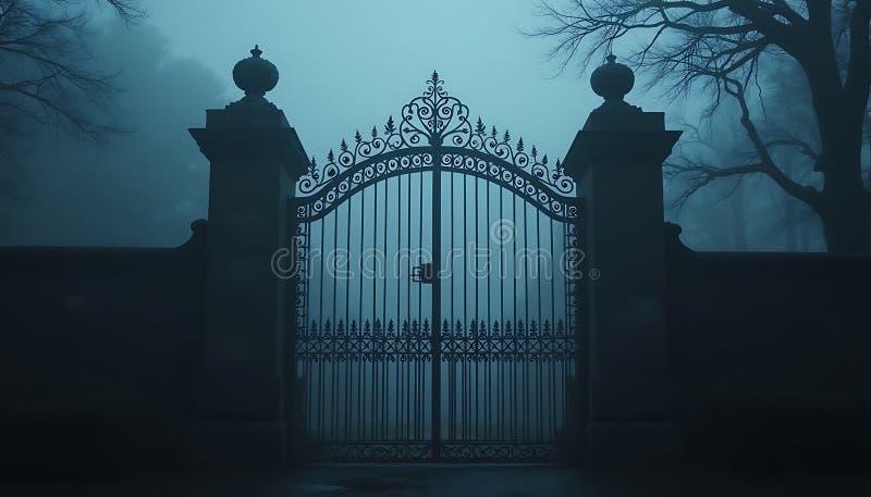 Spooky Gothic Gate in Misty Evening: a Dramatic and Atmospheric Scene ...