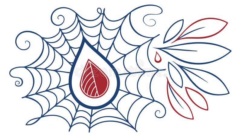 A Spider Web with a Drop of Blood and Autumn Leaves Vector Art. Vector ...
