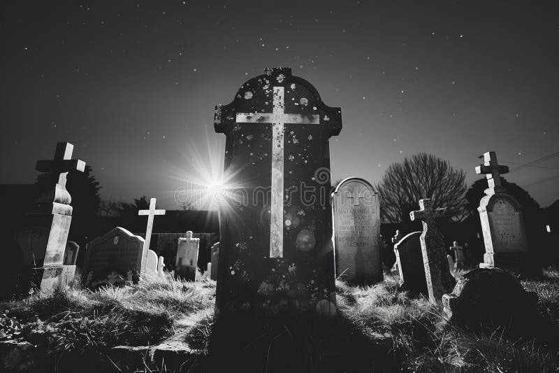 Spooky Graveyard Night Scene with Haunting Atmosphere Outdoors for a ...