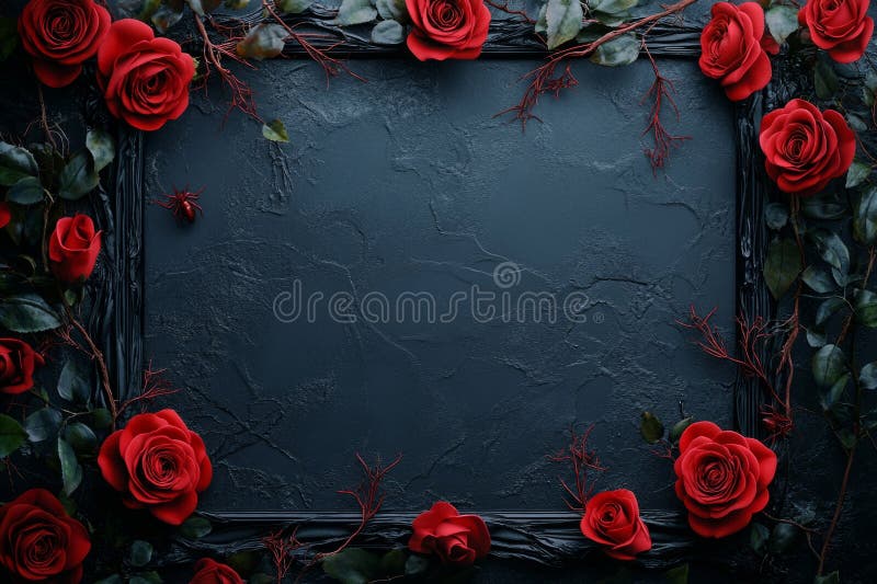 Spooky Halloween Background Featuring a Black Vintage Frame Adorned ...