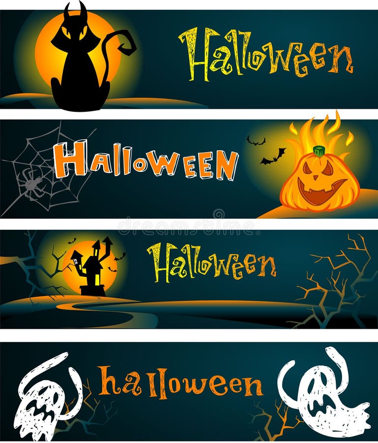 Spooky Halloween banners stock vector. Illustration of blank - 16434239