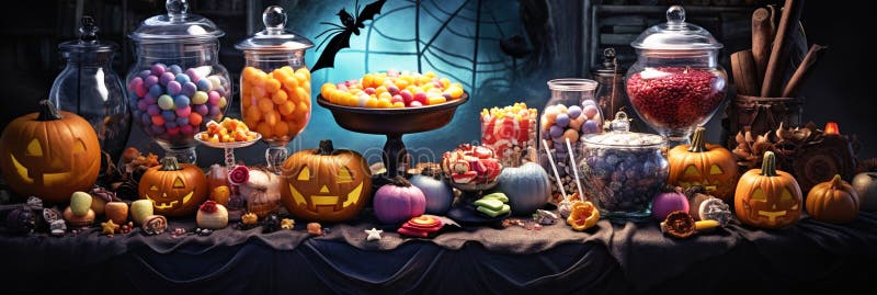 Spooky Halloween Candy, Treats and Sweets Table Trick-or-Treating ...