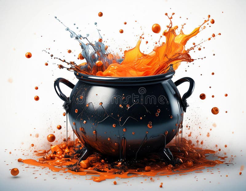 Spooky Halloween Cauldron Illustration: Bubbling Potion and Witchcraft ...