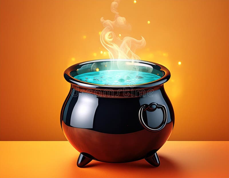 Spooky Halloween Cauldron Illustration: Bubbling Potion and Witchcraft ...