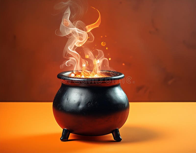 Spooky Halloween Cauldron Illustration: Bubbling Potion and Witchcraft ...