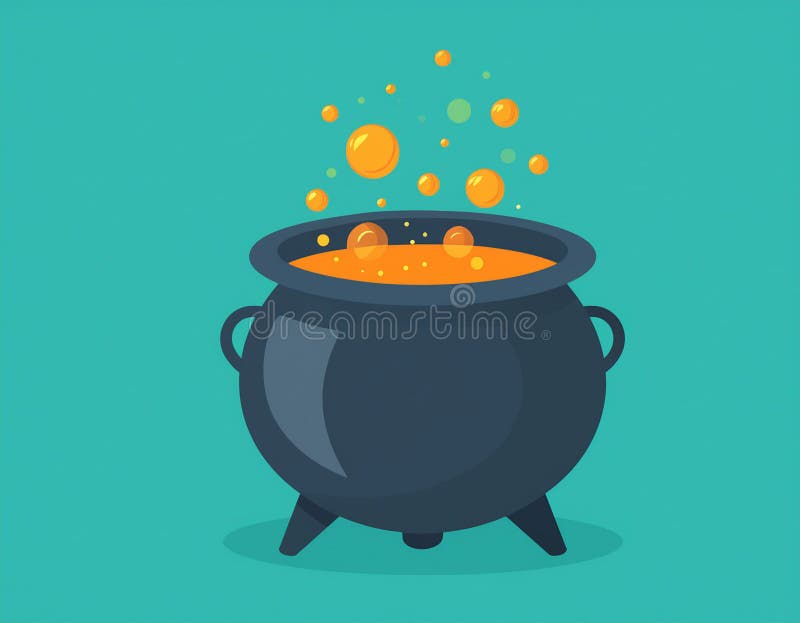 Spooky Halloween Cauldron Illustration: Bubbling Potion and Witchcraft ...