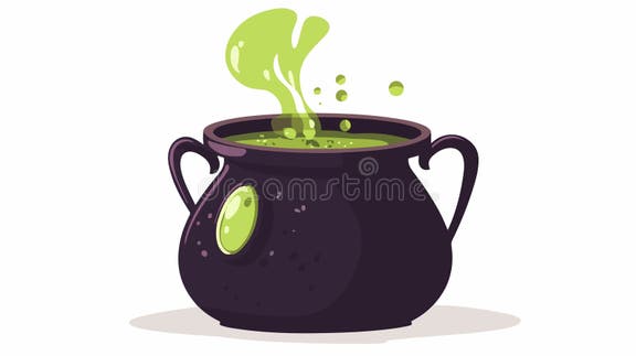 Spooky Halloween Cauldron with Magic Green Poison Potion Stock Vector ...