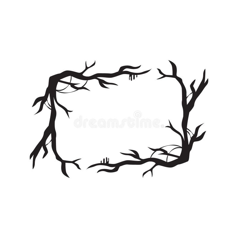 Spooky Halloween Frame Tree Design Isolated Stock Vector - Illustration ...