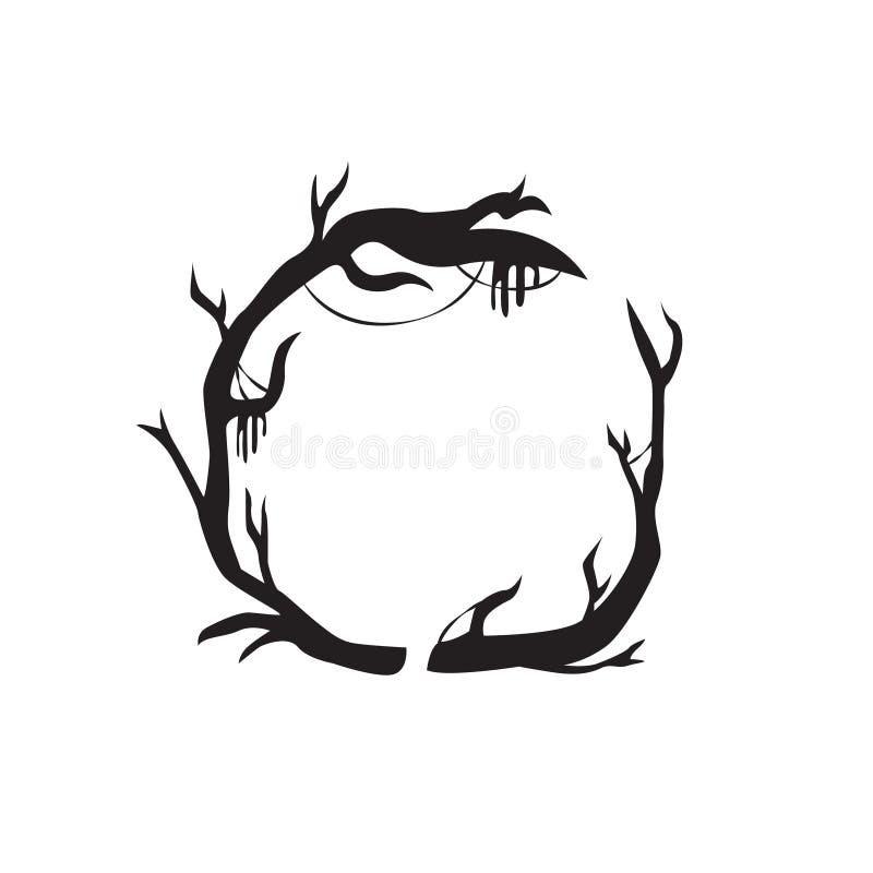 Spooky Halloween Frame Tree Design Vector Stock Vector - Illustration ...