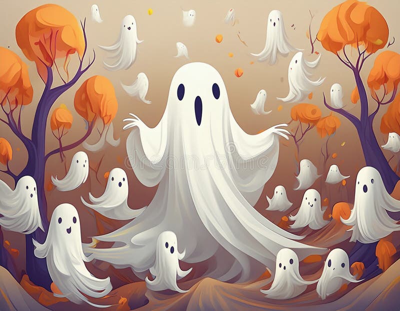 Spooky Halloween Ghost Illustration Stock Photo - Image of autumn ...