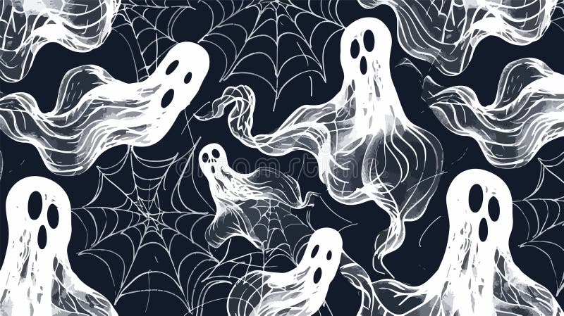 Spooky Halloween Ghost Seamless Vector Pattern for Festive Designs ...