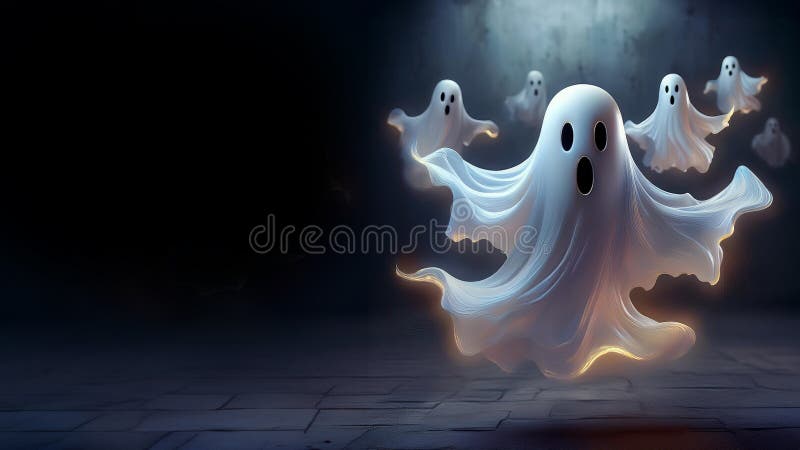 Spooky Halloween Ghost Website Banner. AI Generated Stock Photo - Image ...