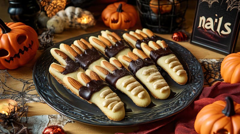Spooky Halloween Hand Shaped Cookies Chocolate Stock Photos - Free ...