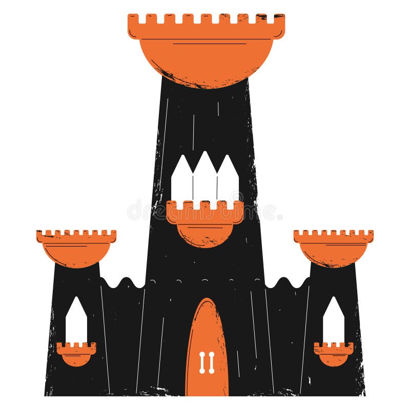 Spooky Halloween Haunted Castle with Grunge Texture Vector Stock Vector ...