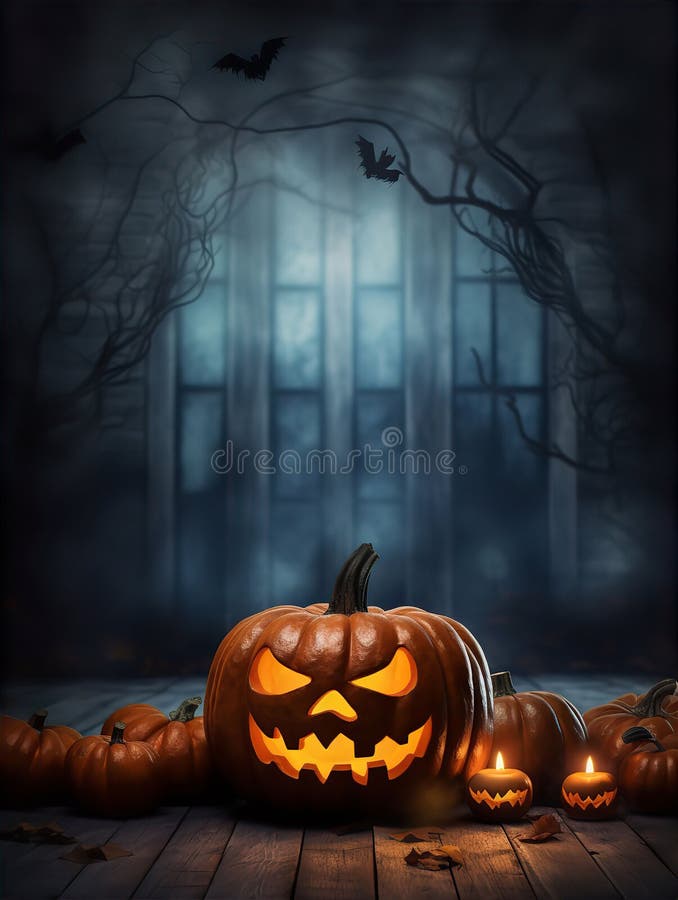 Spooky Halloween Night Blank Party Poster Background Stock Illustration ...