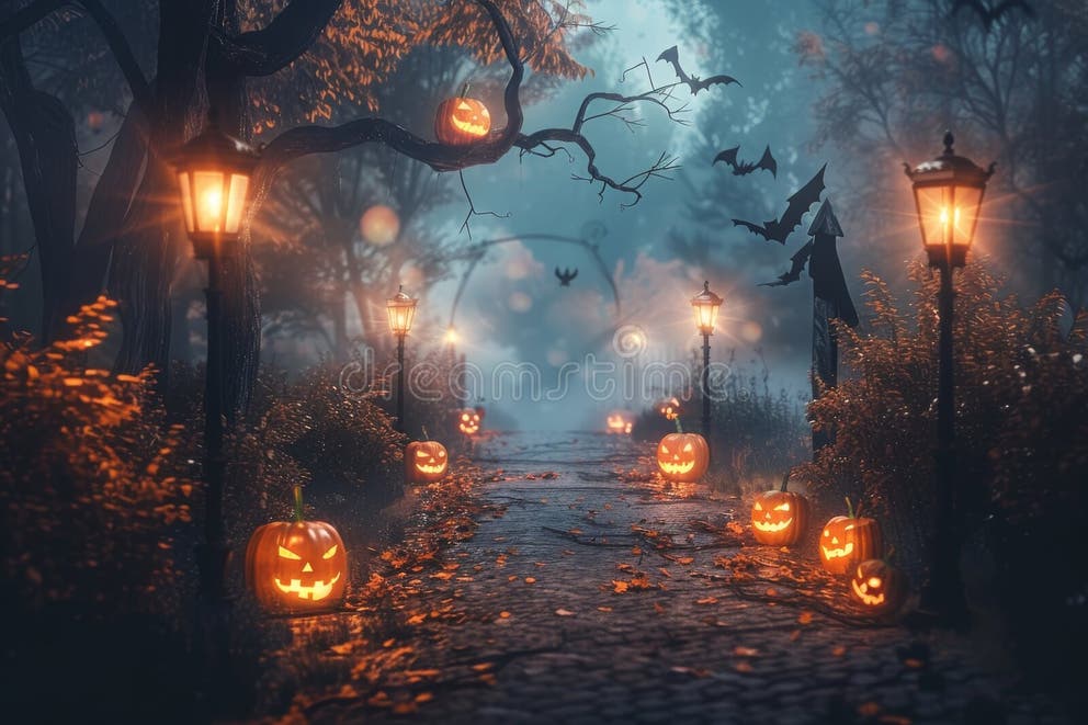 Spooky Halloween Pathway Layout Background Stock Illustration ...