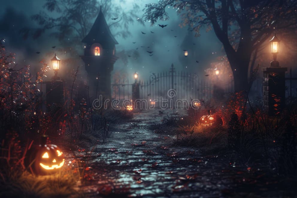Spooky Halloween Pathway Layout Background Stock Illustration ...