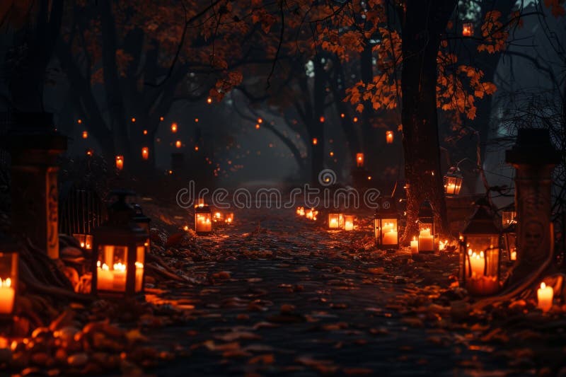 Spooky Halloween Pathway Layout Background Stock Illustration ...