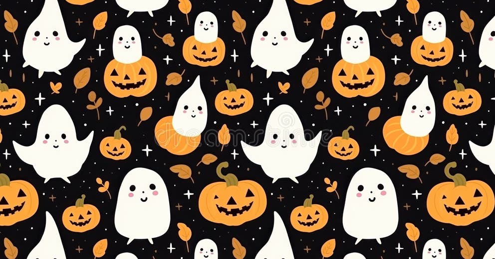 Spooky Halloween Pattern Header for Website. Stock Illustration ...