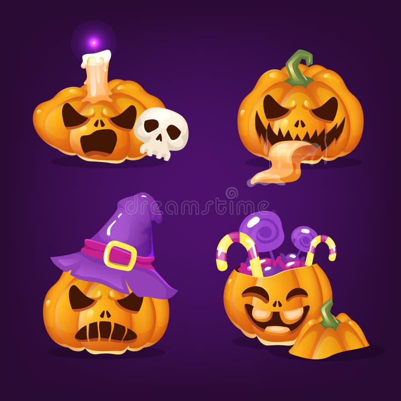 Spooky Halloween Pumpkins Cartoon Vector Illustrations Set Stock Vector ... Spooky Halloween Pumpkins Cartoon Vector Illustrations Set Stock Vector ...