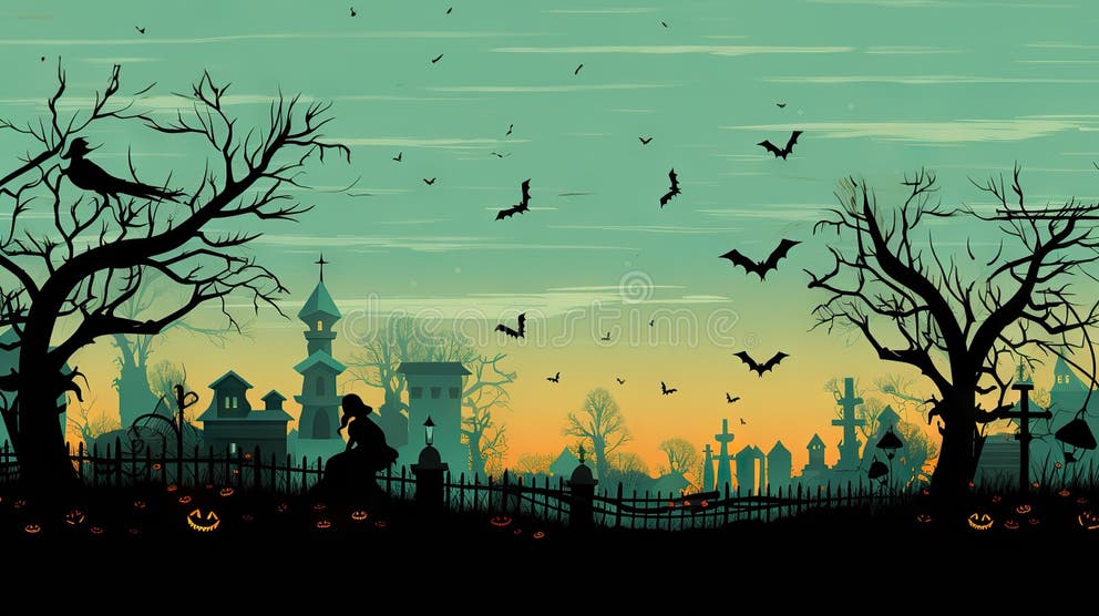 Spooky Halloween Silhouette Background Halloween Patterns for Easy ...