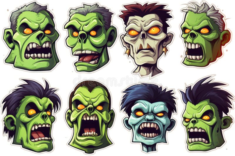 Spooky Halloween Stickers with Monsters on White Background AI ...