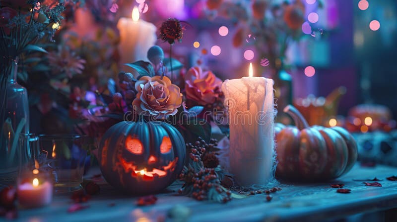 Spooky Halloween Table Setting Stock Illustration - Illustration of ...