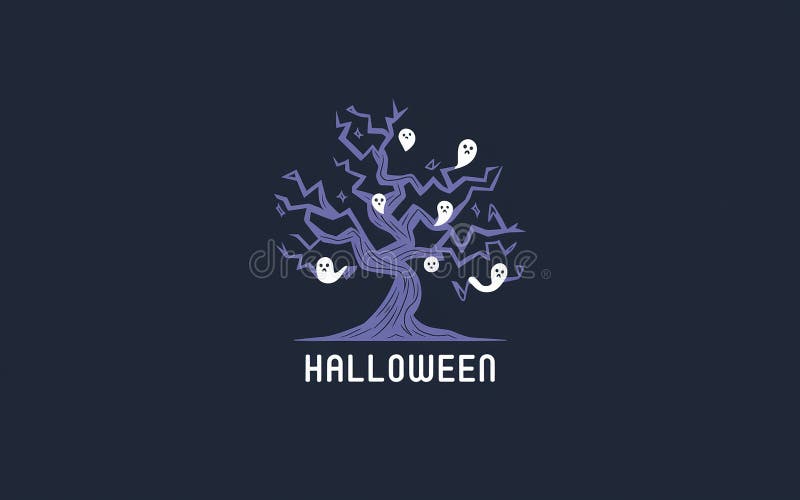 Spooky Halloween Tree with Eerie Branches Illustration Stock ...