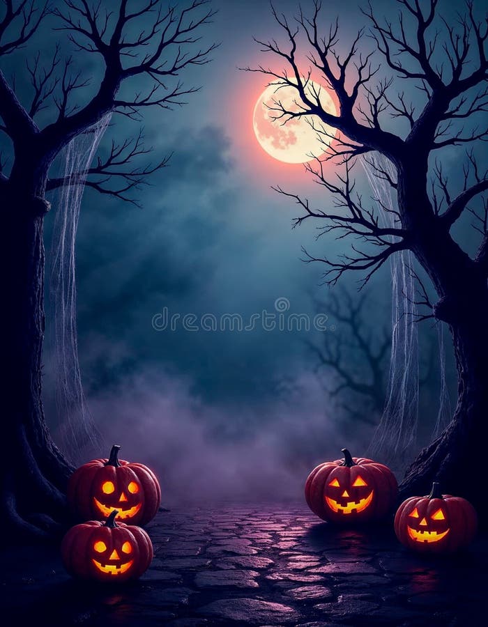 Spooky Halloween Web Banner Background with Space for Text Stock ...
