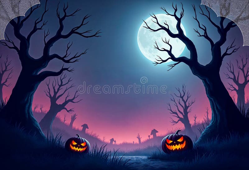 Spooky Halloween Web Banner Background with Space for Text Stock ...